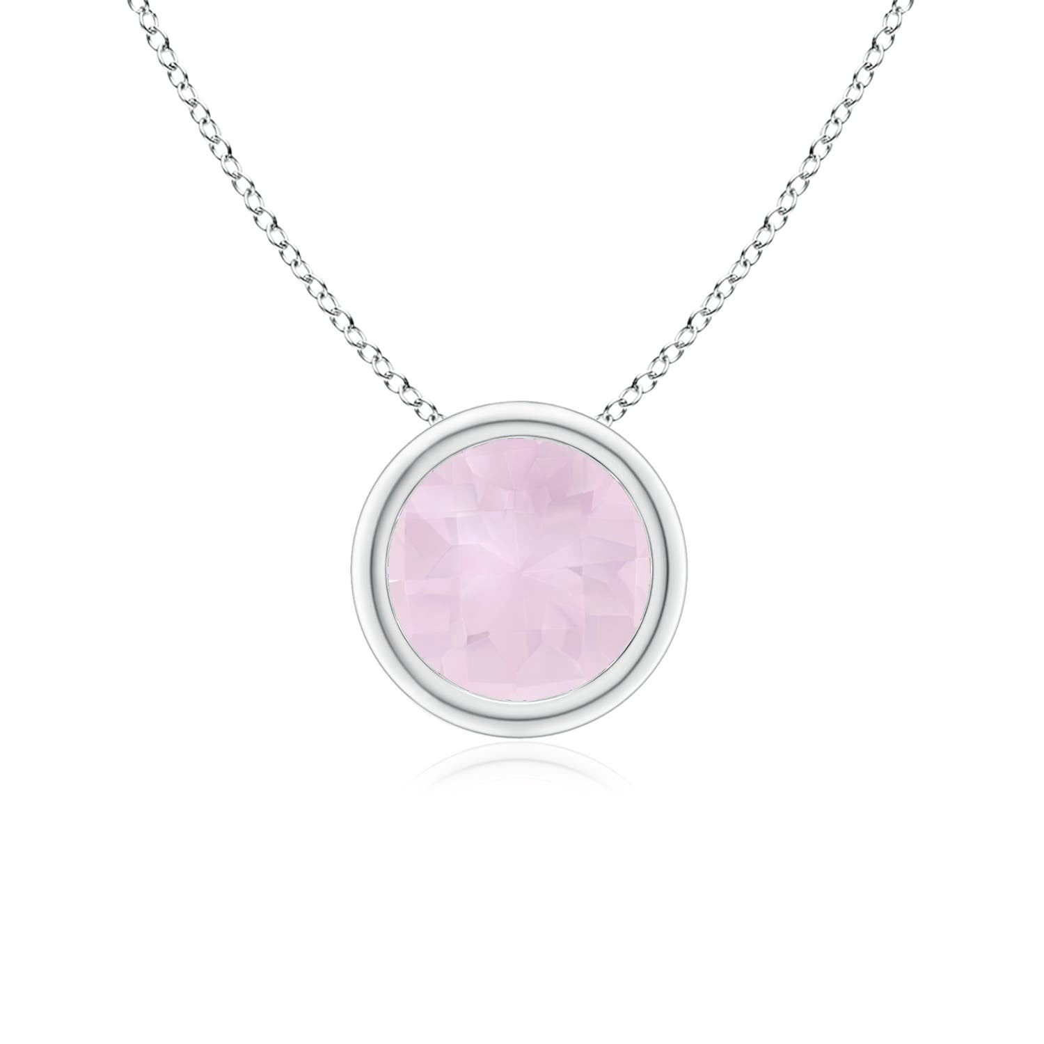 Angara Natural Bezel-Set Round Rose Quartz Solitaire Pendant for Women ...