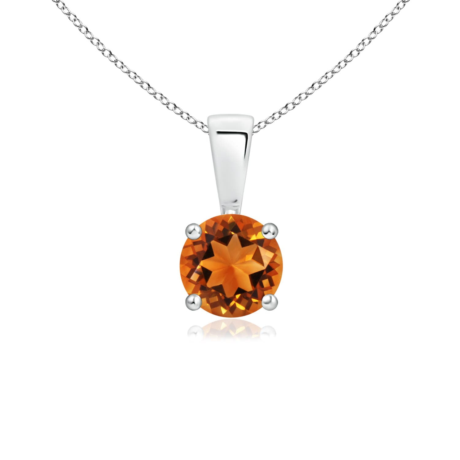 Angara Natural Classic Round Citrine Solitaire Pendant for Women in 925 ...