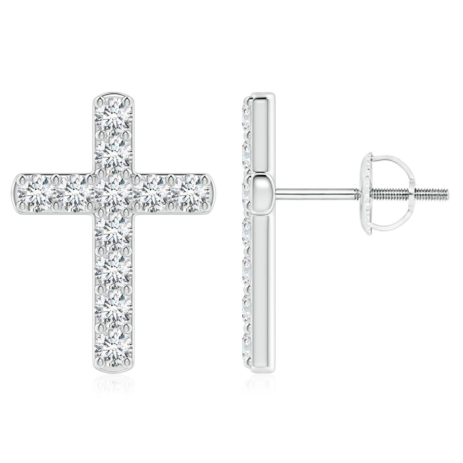 Angara Natural Diamond Cross Stud Earrings in Platinum for Women (Size-2.2mm) – April Birthstone ...