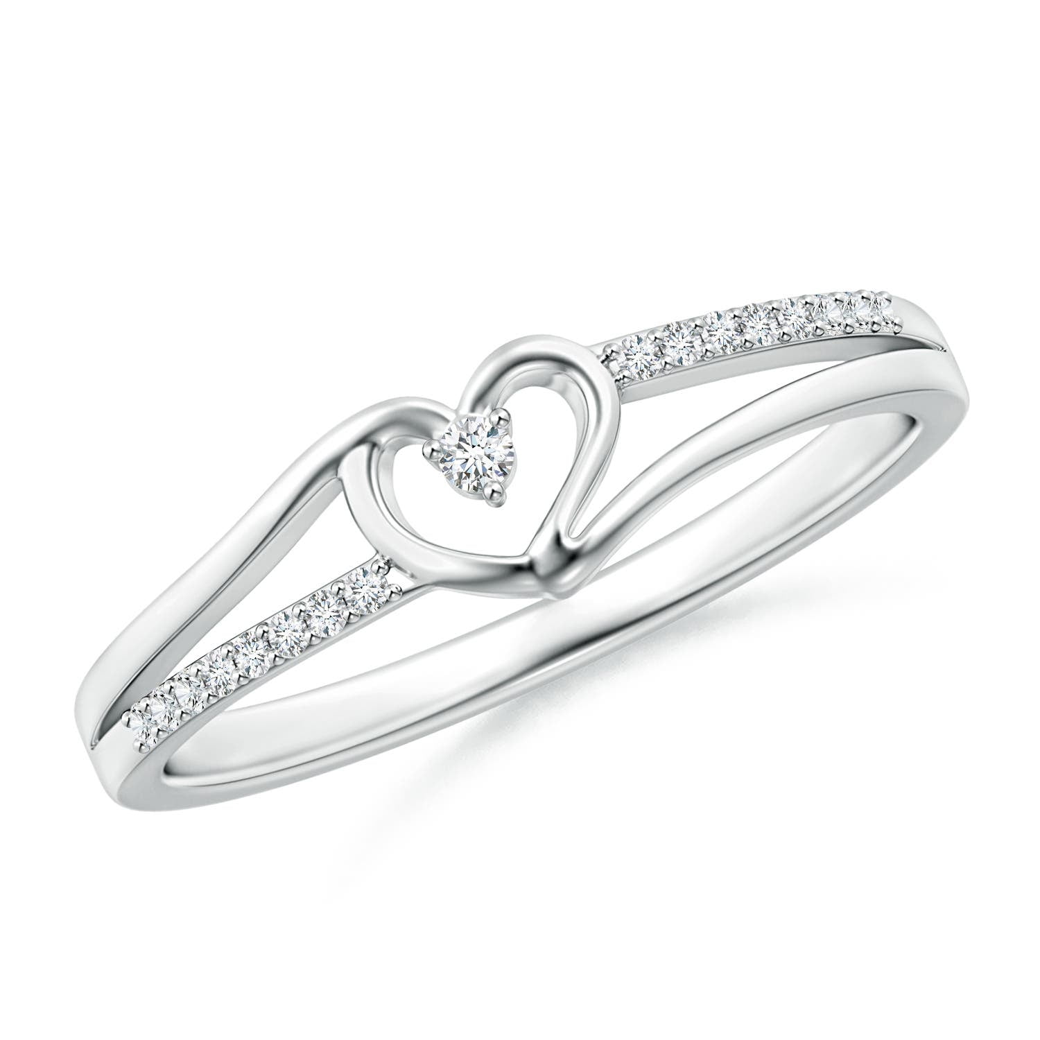 Angara Natural Diamond Heart Promise Ring in 14K White Gold for Women ...