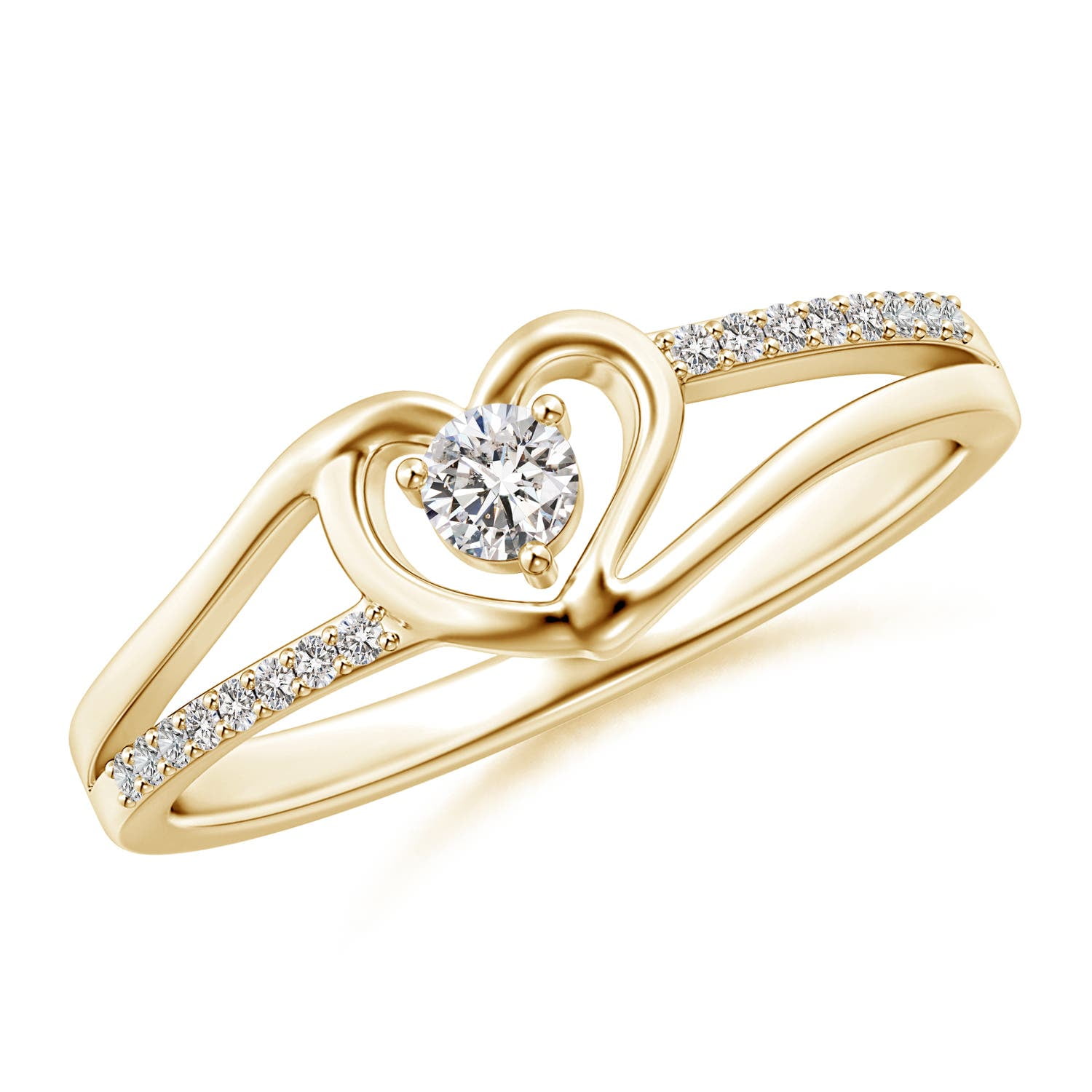 Angara Natural Diamond Heart Promise Ring in 14K Yellow Gold for Women ...