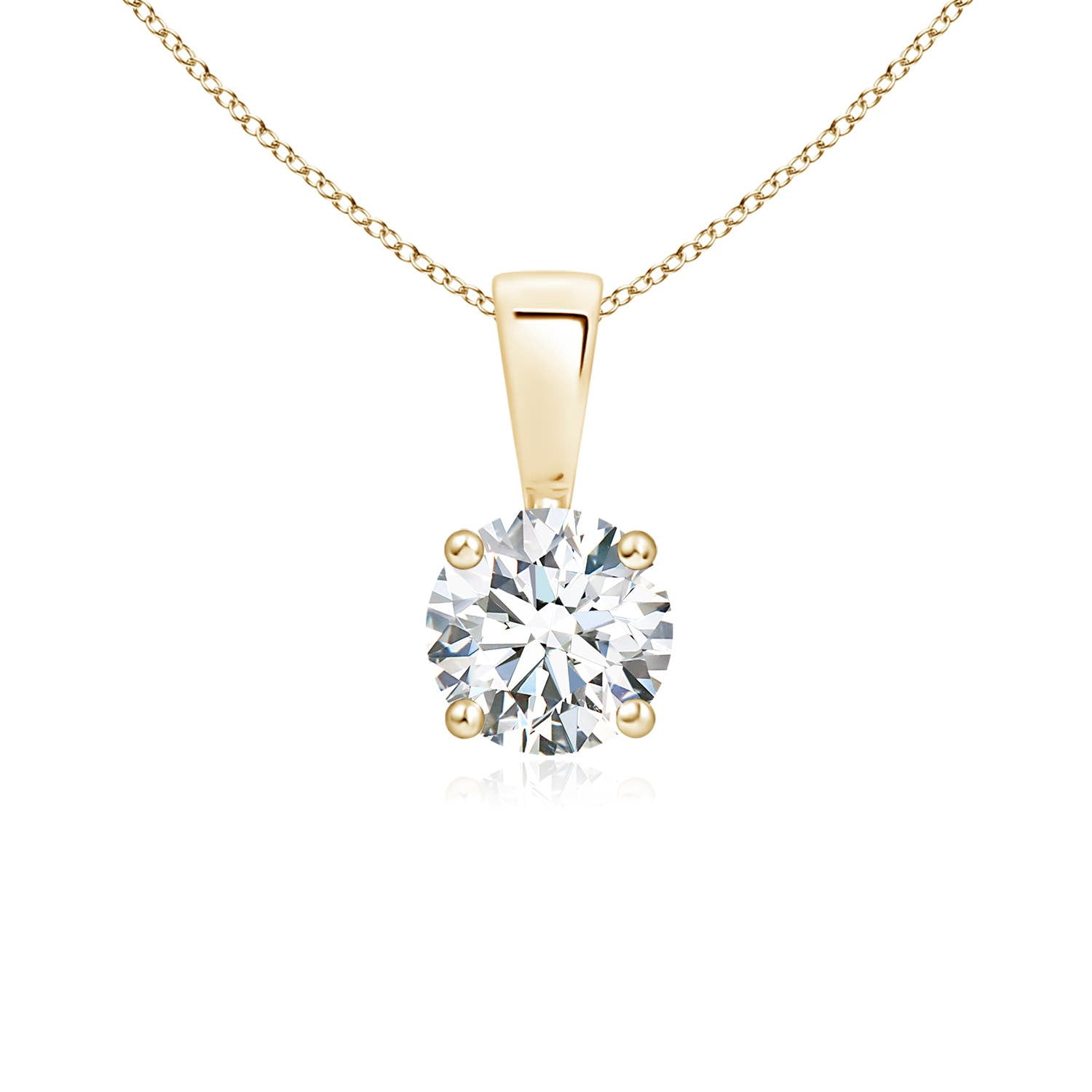 Angara Natural Diamond Necklace - Classic Prong-Set Round Diamond ...