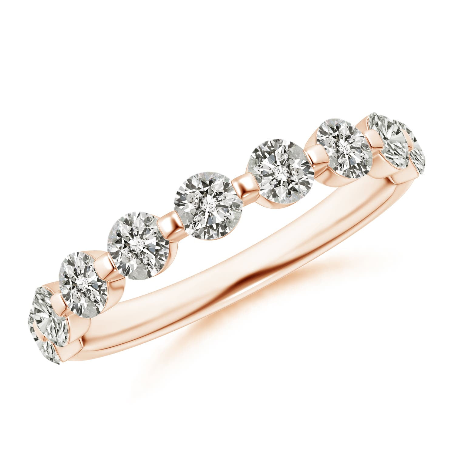 Angara Natural Diamond Semi Eternity Wedding Ring in 14K Rose Gold for ...