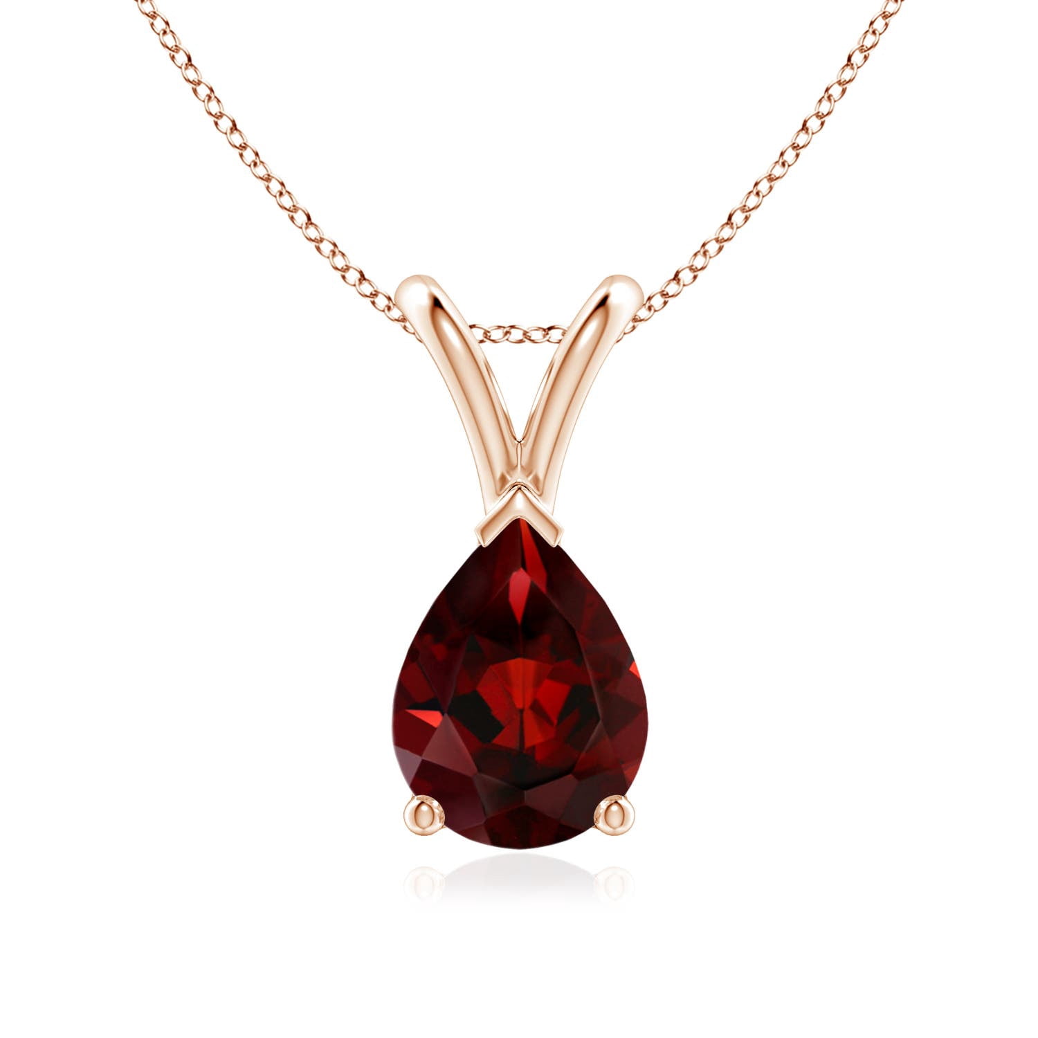 Angara Natural Garnet Necklace - V-Bale Pear-Shaped 1.3 ct Garnet ...
