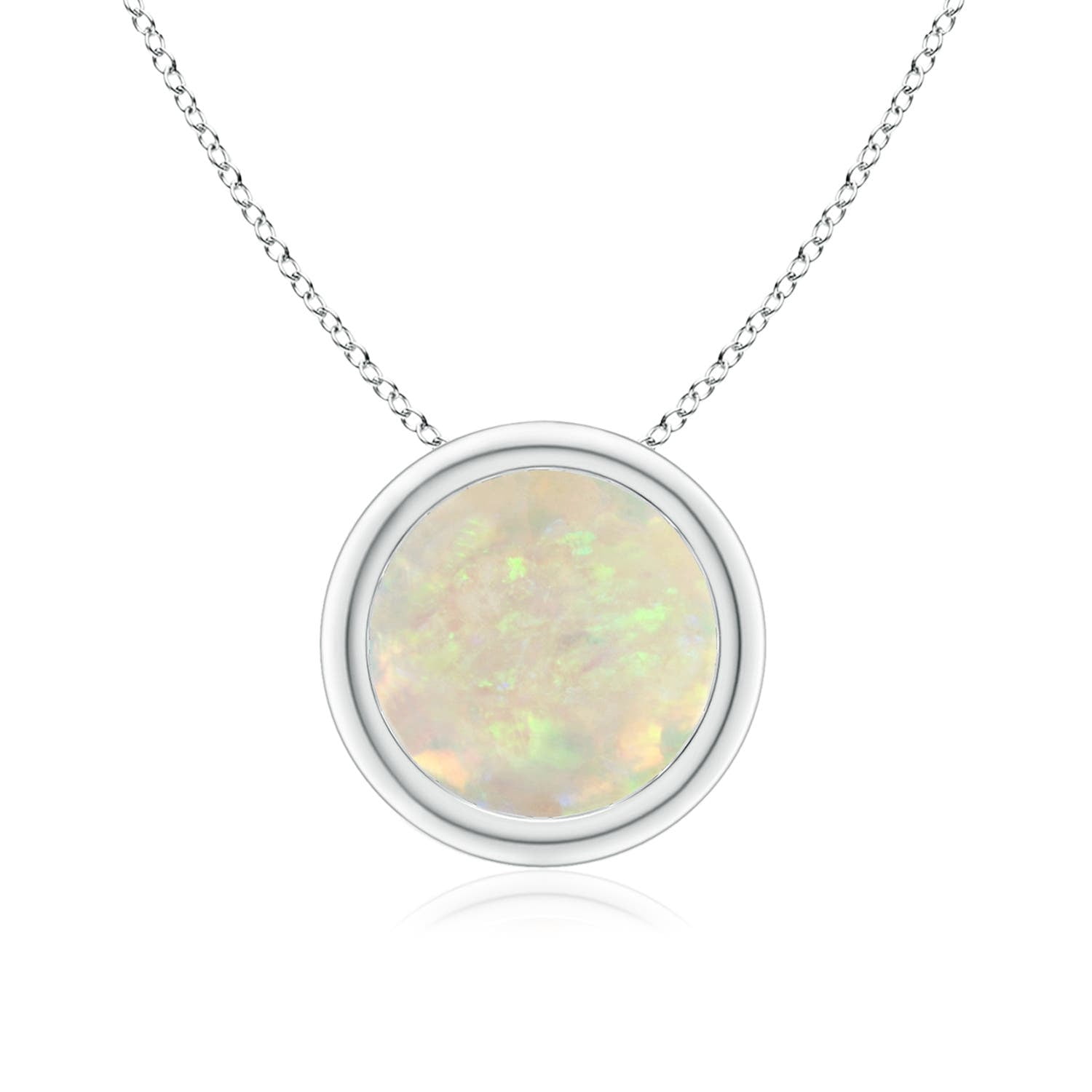 Angara Natural Opal Necklace - Bezel-Set Round 1.15 ct Opal Solitaire ...