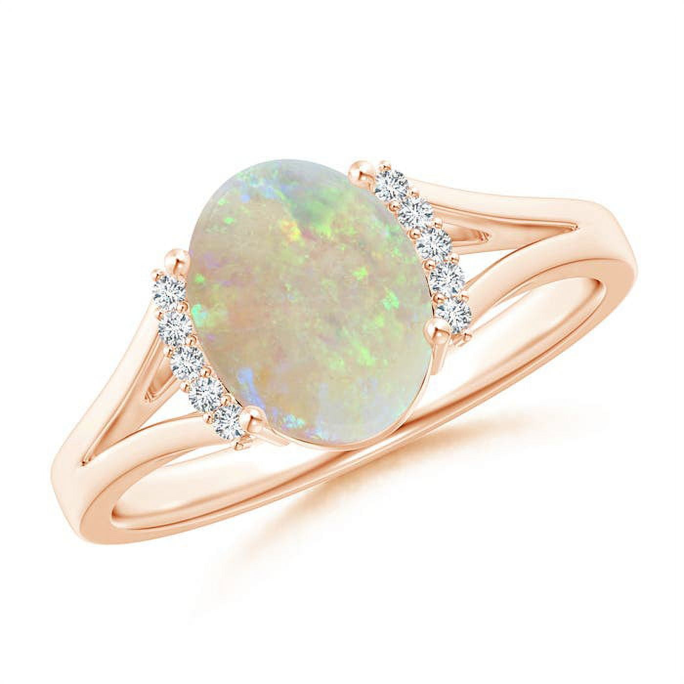 Angara Natural Opal Ring - Oval 1.1 ct Opal Split Shank Ring with ...