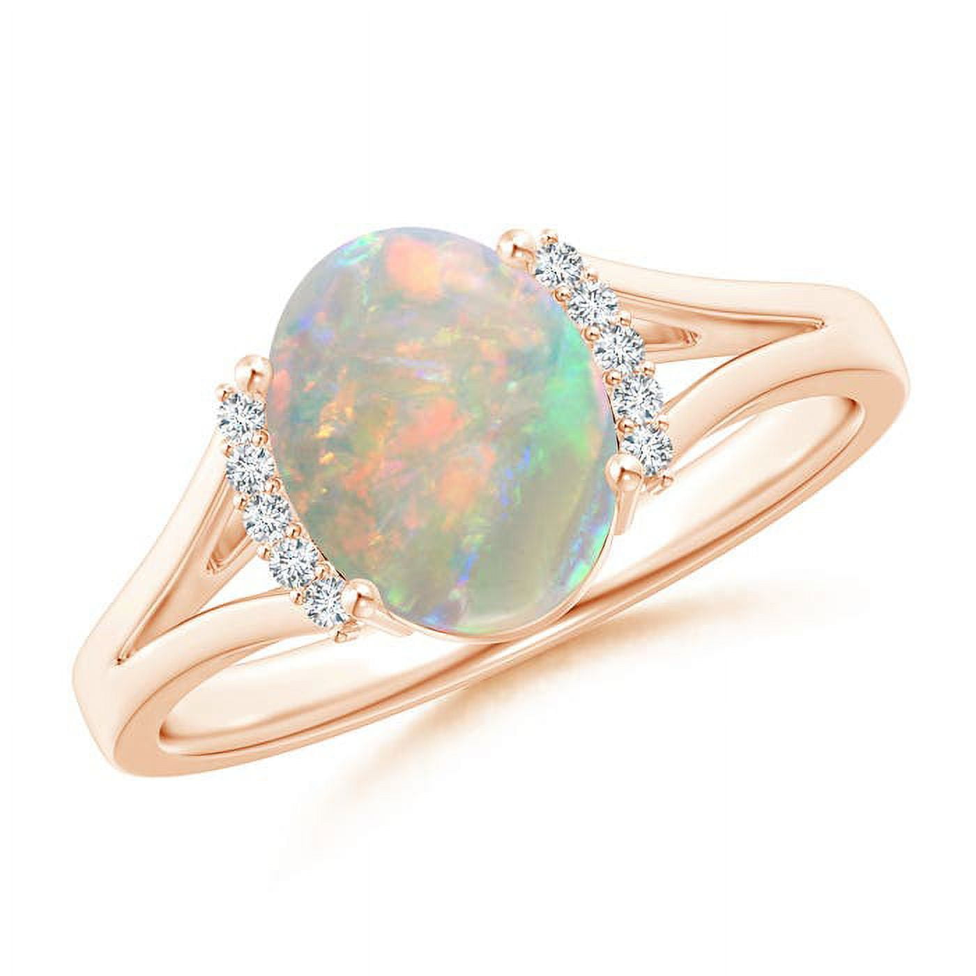Angara Natural Opal Ring - Oval 1.1 ct Opal Split Shank Ring with ...