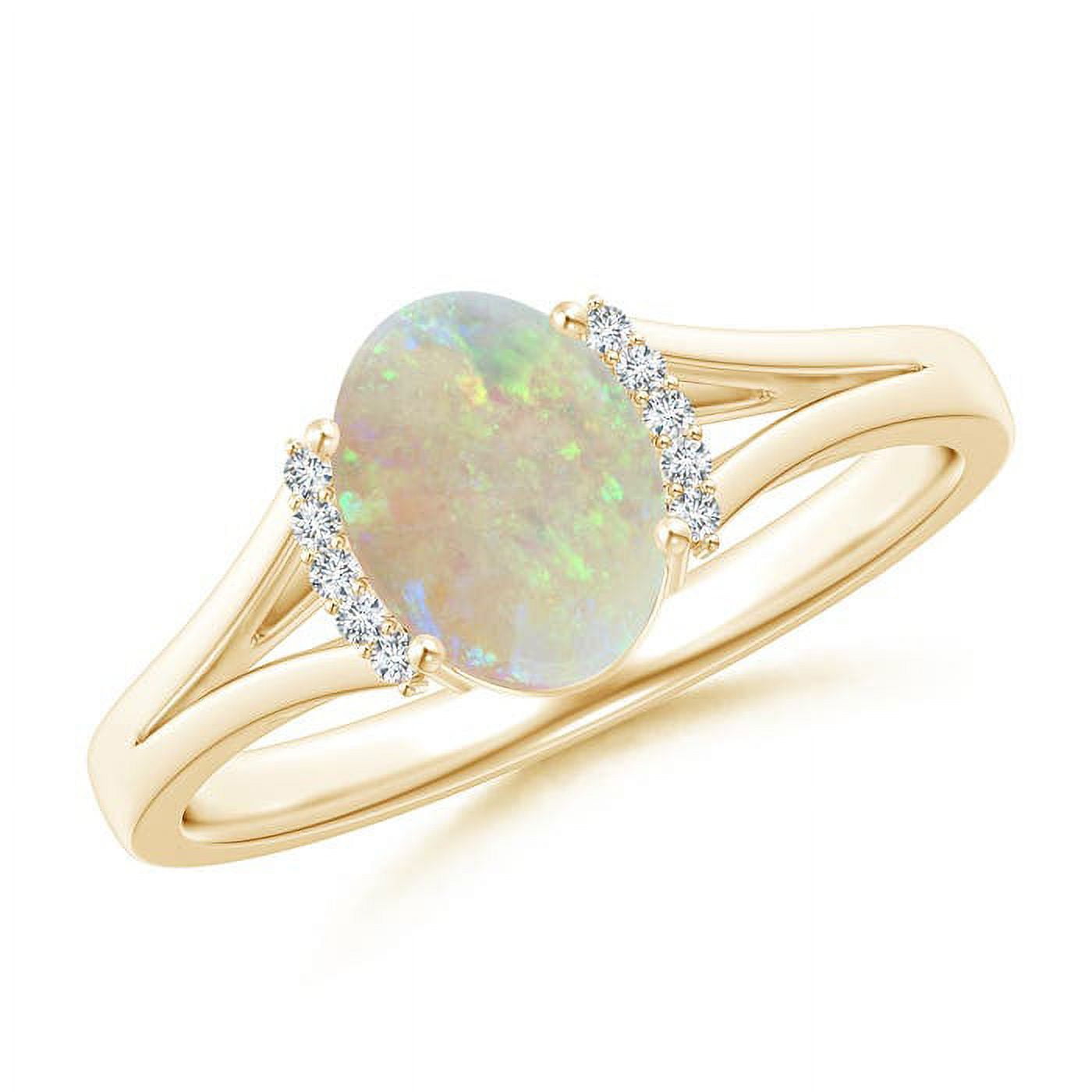 Angara Natural Opal Ring - Oval Opal RingOval Opal Split Shank Ring for ...