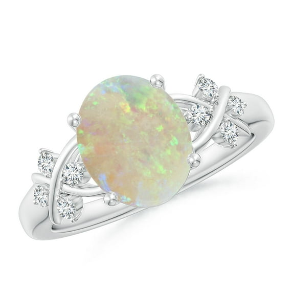 Angara Natural Opal Ring - Solitaire Oval 1.45 ct Opal Criss Cross Ring ...