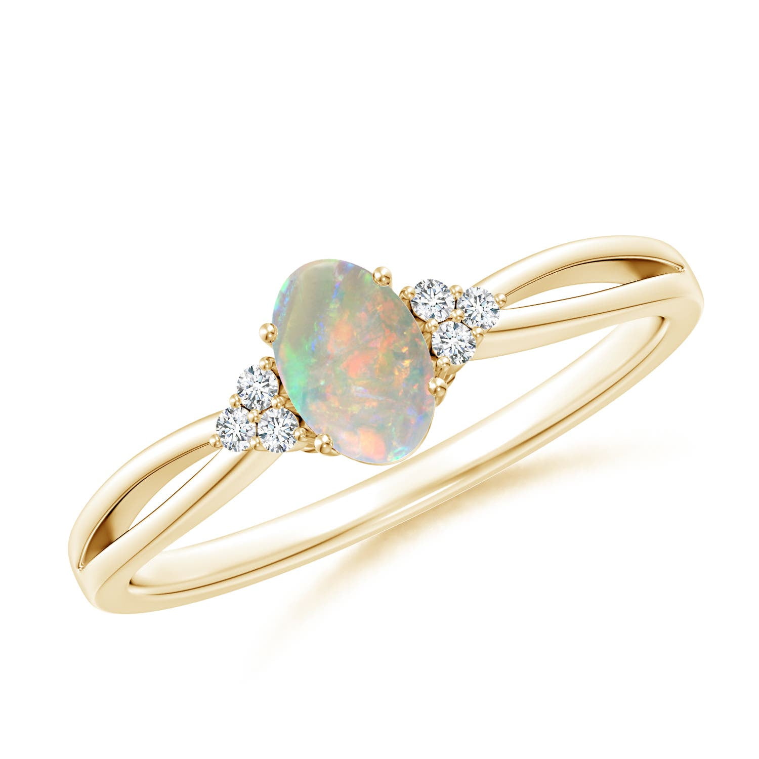 Angara Natural Opal Ring - Solitaire Oval Opal Split Shank Ring with ...