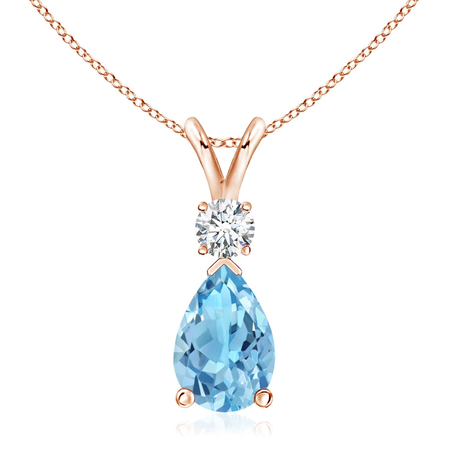 Angara Natural Prong-Set 3.8 ct Swiss Blue Topaz Teardrop V-Bale ...