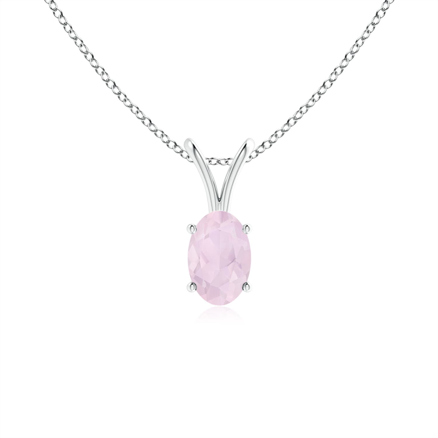 Angara Natural Prong-Set Oval Rose Quartz V-Bale Solitaire Pendant for ...