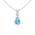 Angara Natural Prong-Set Swiss Blue Topaz Teardrop V-Bale Pendant with ...