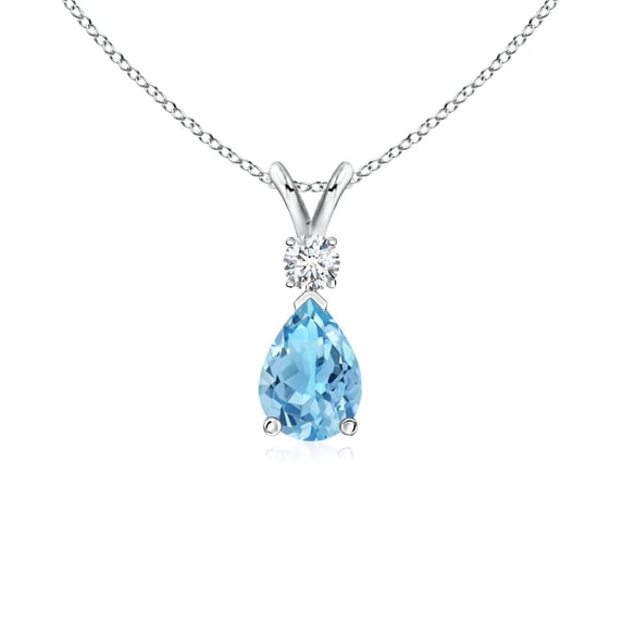 Angara Natural Prong-Set Swiss Blue Topaz Teardrop V-Bale Pendant with ...