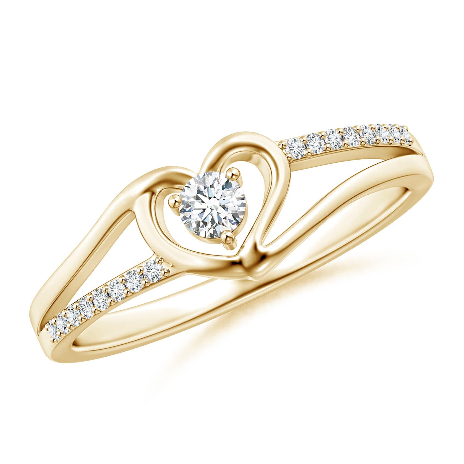 Angara Ring - Diamond Promise Ring for Women in 14K Yellow Gold - April ...