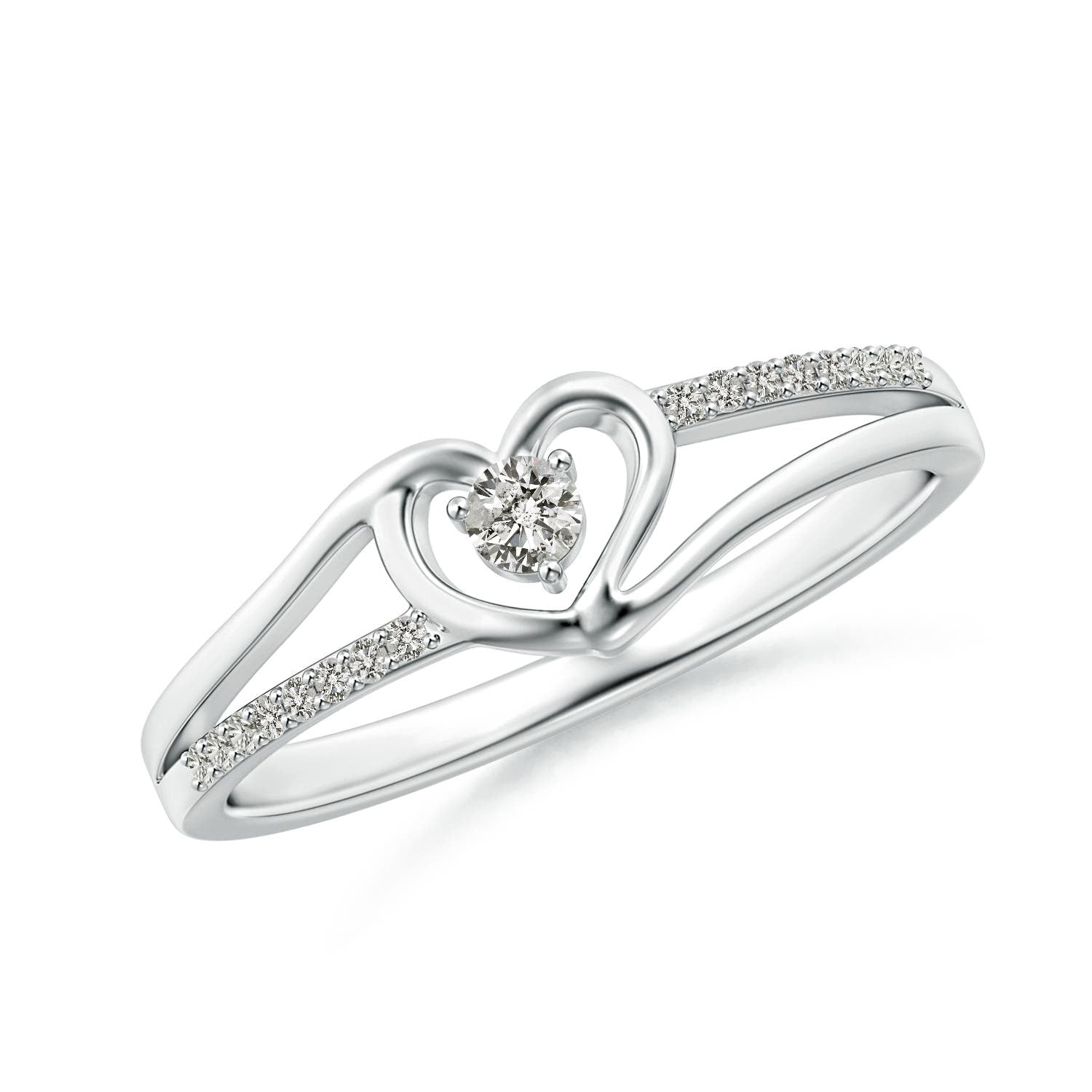 Angara Natural Round Diamond Heart Shaped Promise Ring in Platinum for ...