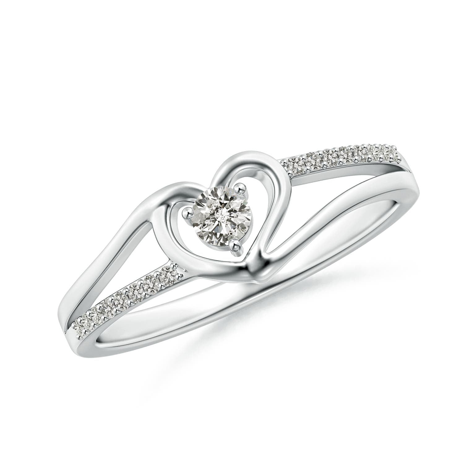Angara Natural Round Diamond Heart Promise Ring for Women in Platinum ...