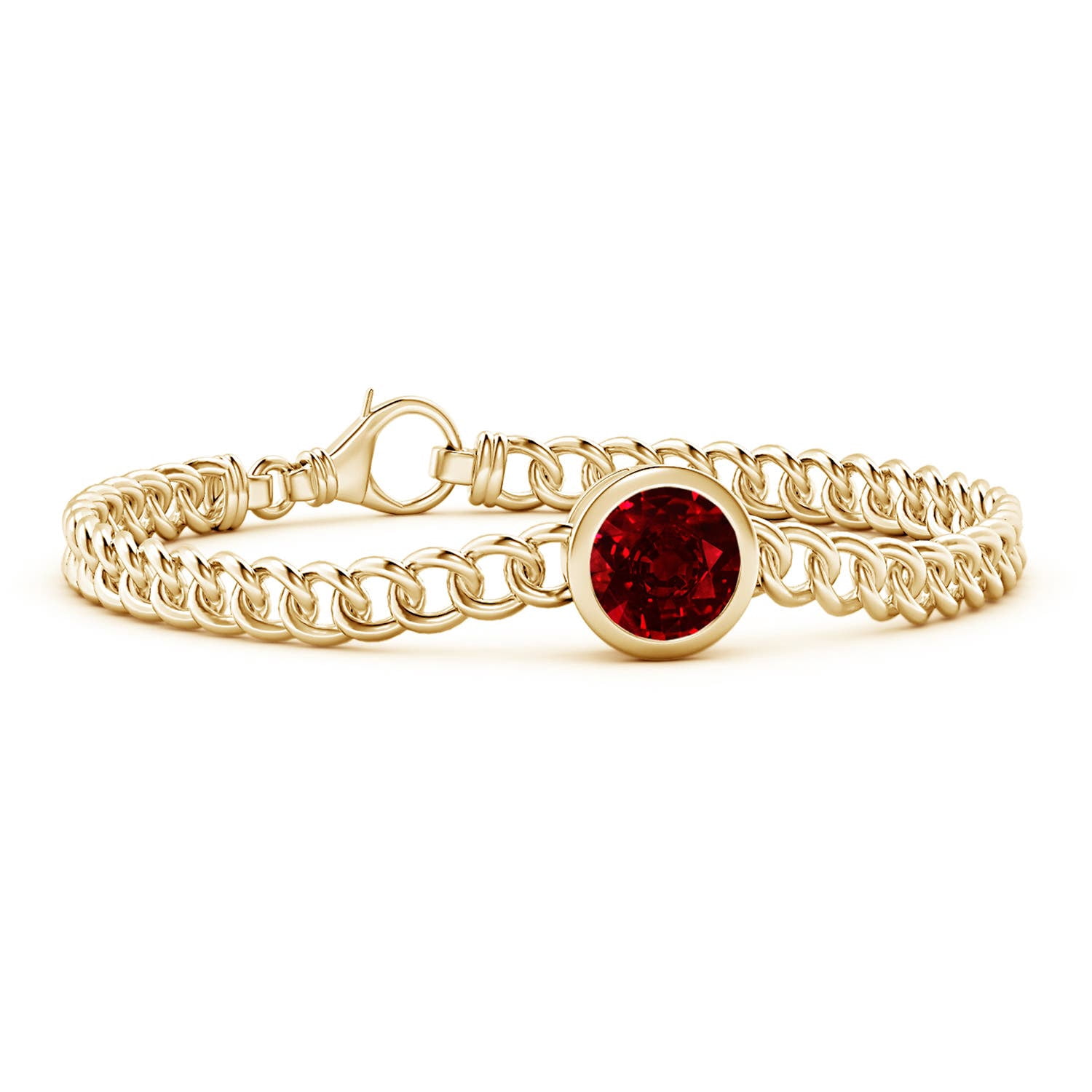 Angara Natural Ruby Chain Bracelet for Women in 14K Yellow Gold - July ...
