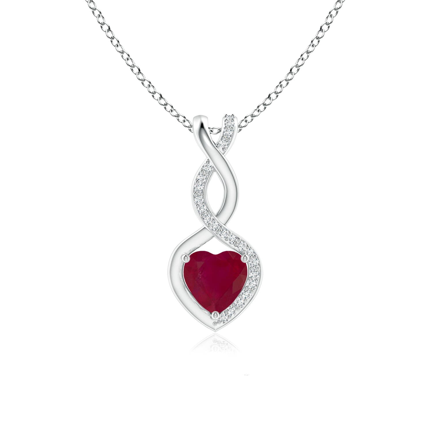 Angara Natural Ruby Necklace - Heart Shaped Ruby Infinity Pendant in ...