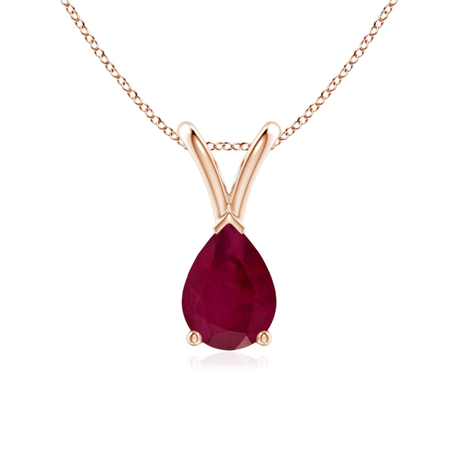 Angara Natural Ruby Necklace - V-Bale Pear-Shaped Ruby Solitaire ...