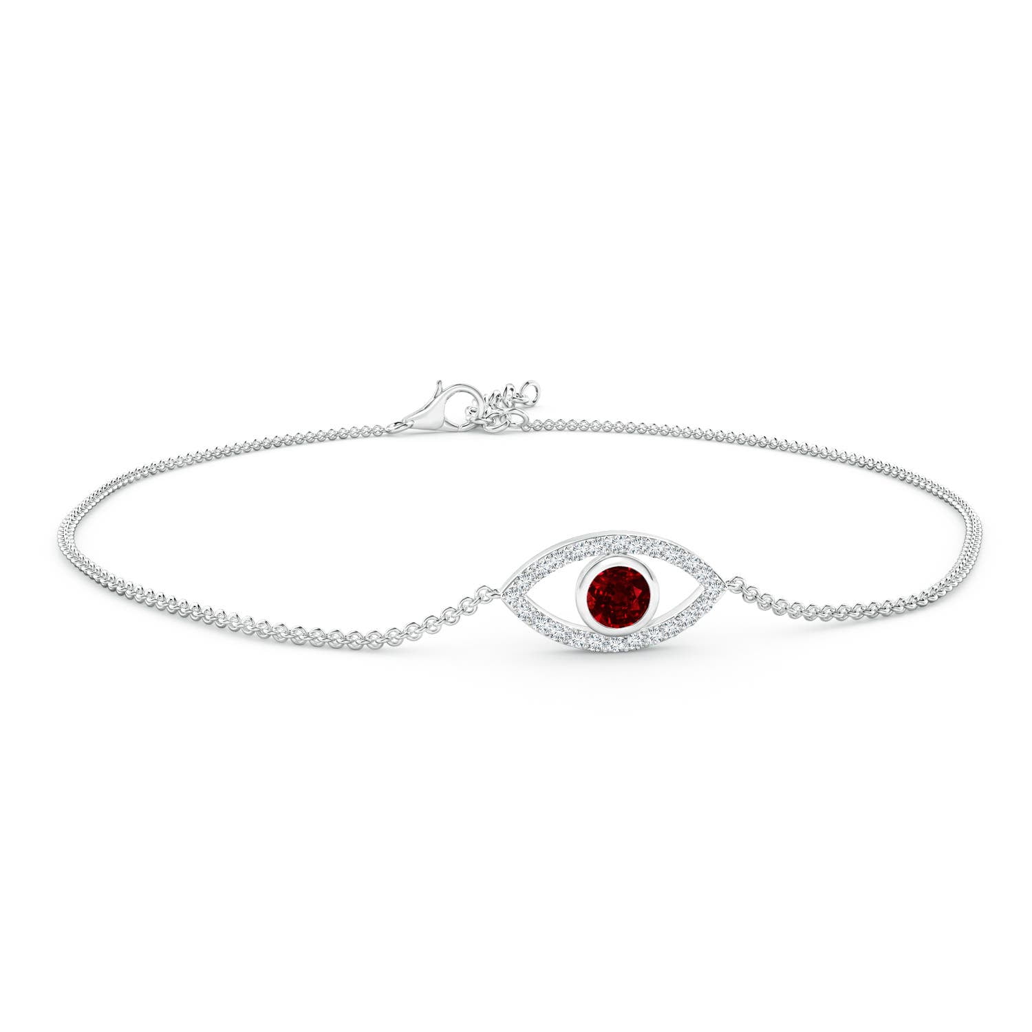Angara Natural Ruby and Diamond Evil Eye Bracelet in Platinum for Women (Size-3.5mm) – July ...