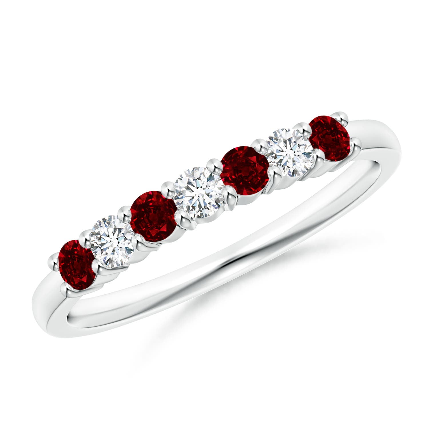 Angara Natural Ruby and Diamond Half Eternity Wedding Ring for Women in ...
