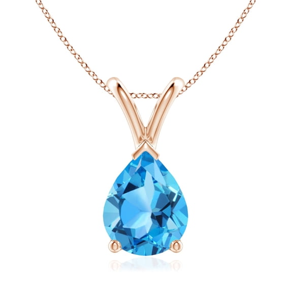 Angara Natural V-Bale Pear-Shaped 1.9 ct Swiss Blue Topaz Solitaire ...
