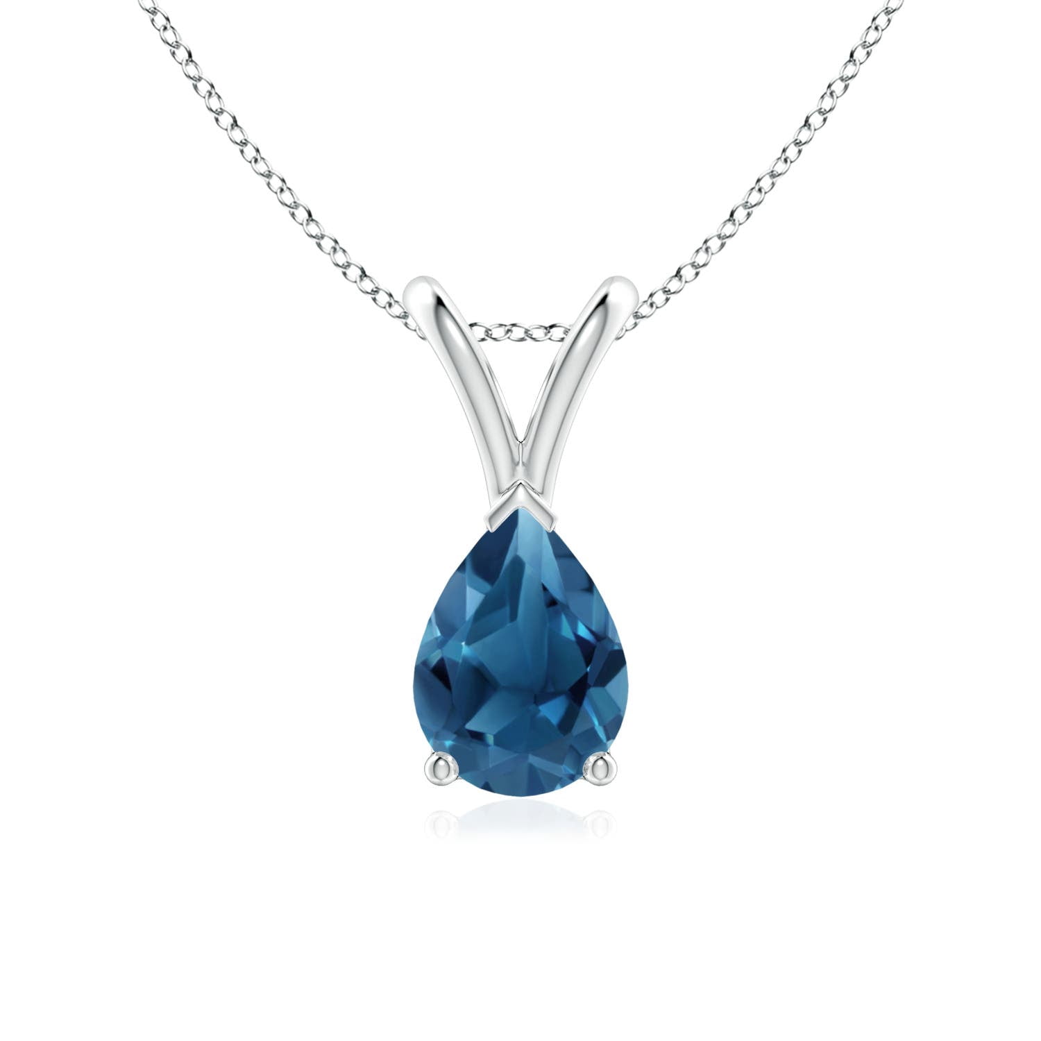 Angara Natural V-Bale Pear-Shaped London Blue Topaz Solitaire Pendant ...