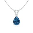 Angara Natural V-Bale Pear-Shaped London Blue Topaz Solitaire Pendant ...