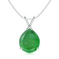 Angara Pear-Shaped Natural 4.14 ct Emerald Solitaire V-Bale Pendant ...