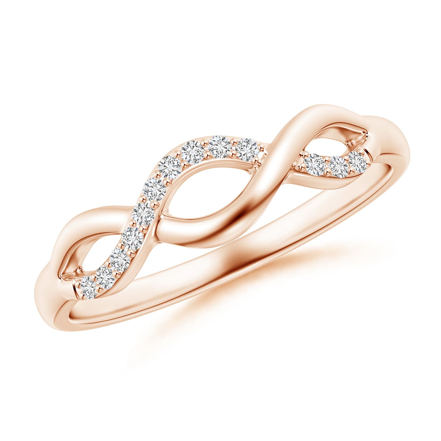 Angara Rings - Natural Diamond Infinity Ring in 14K Rose Gold for Women (Size-1.1mm | Color-H ...