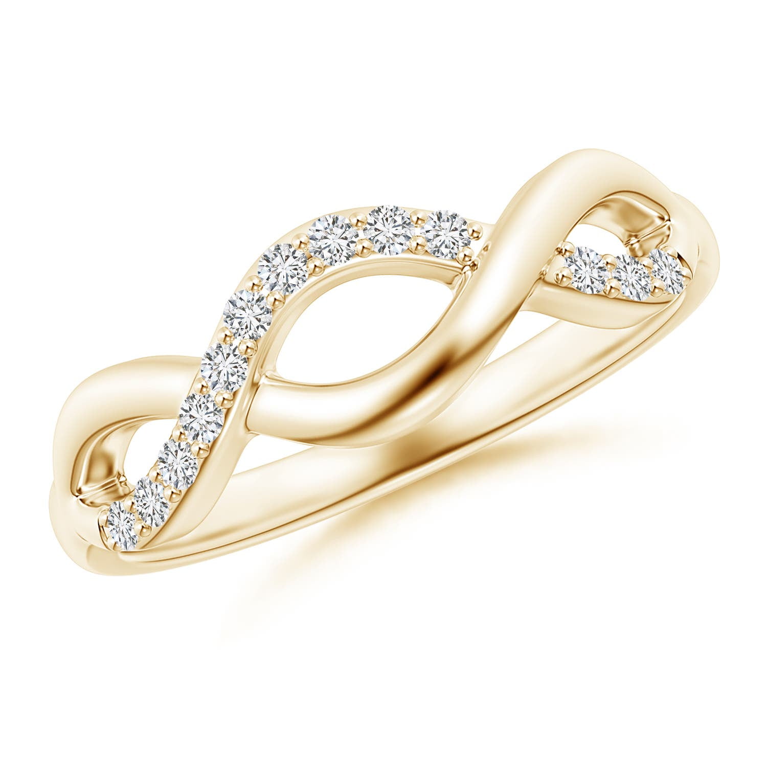 Angara Rings - Natural Diamond Infinity Ring in 14K Yellow Gold for ...