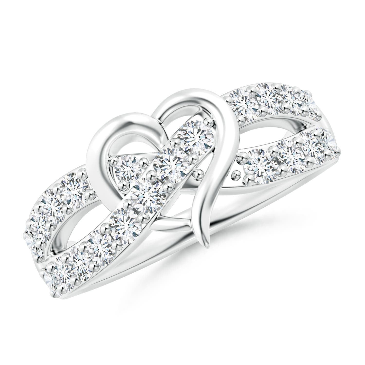 Angara Rings - Natural Round 1.48 ct Diamond Heart Promise Ring in 14K ...
