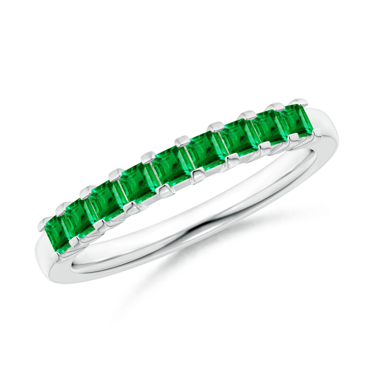 Angara Rings - Natural Square Shape Emerald Semi Eternity Wedding Ring ...