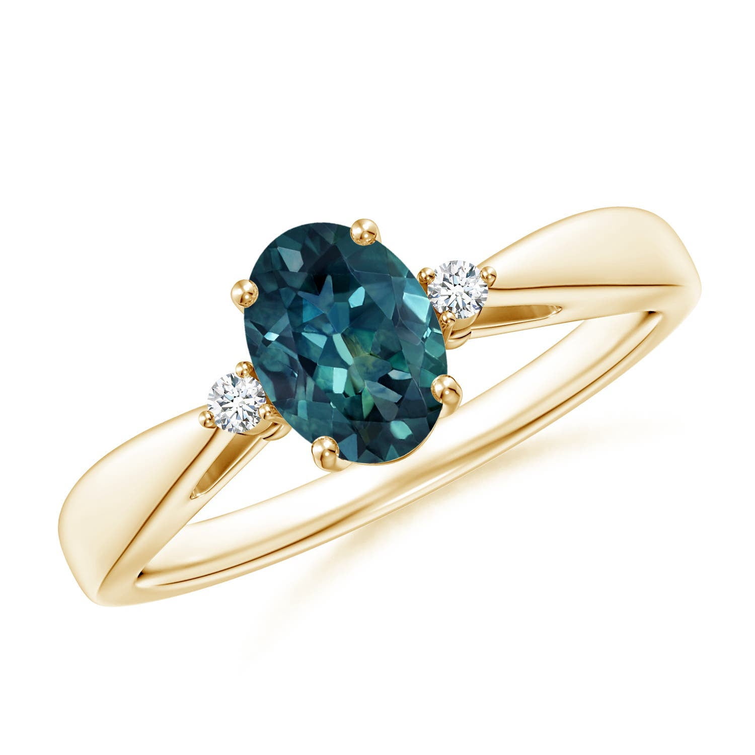 Angara Rings - Natural Teal Montana Sapphire Solitaire Ring with ...