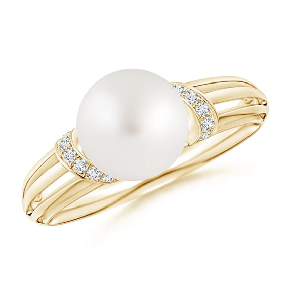 ANGARA South Sea Cultured Pearl Ring with Pave-Set Diamonds in 14K ...