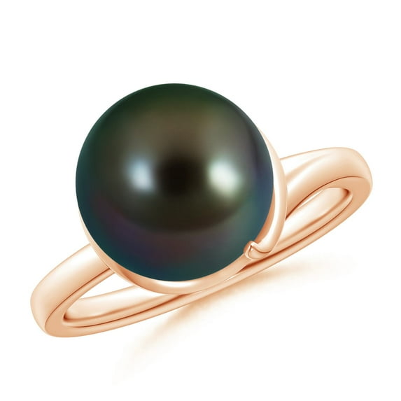 ANGARA Tahitian Cultured Pearl Ring with Spiral Metal Loop in 14K Rose ...