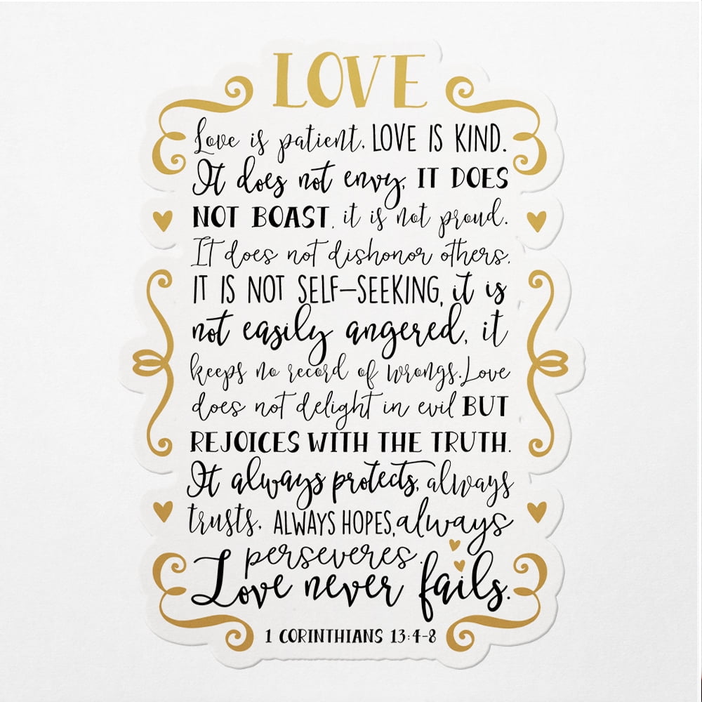 Angdest Club Decal Stickers Of 1 Corinthians 13 4-8 Premium Indoor (No ...