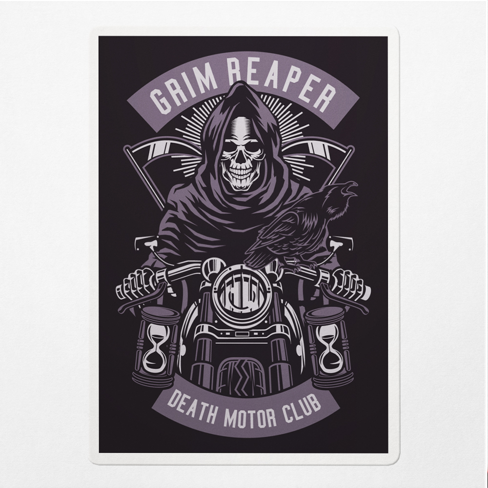 Angdest Club Decal Stickers Of Grim Reaper Motorcycle Premium Indoor ...