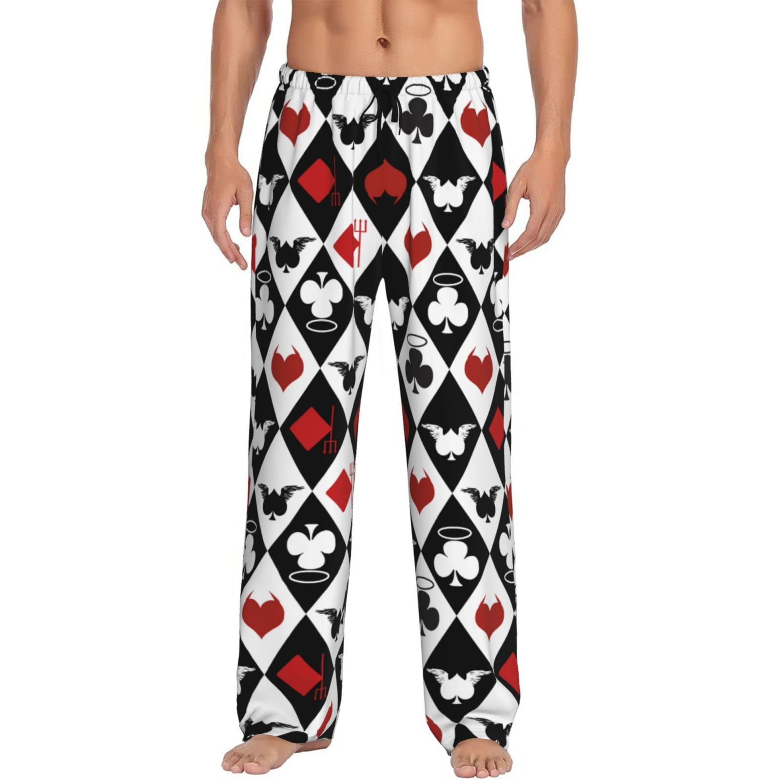 Angel And Devil Grid Poker Playing Cards Men'S Pajama Pants Soft Sleep ...