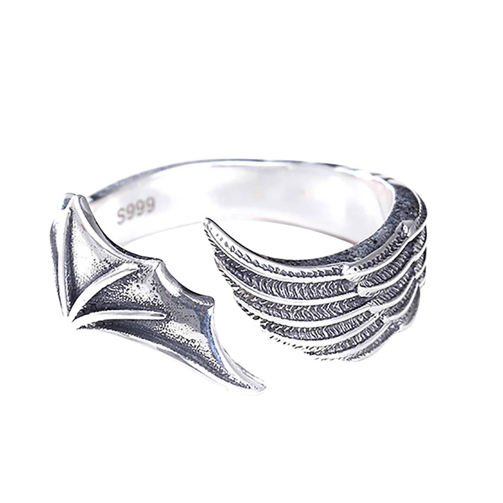 Angel And Wing Ring For Men And Women Personality Retro Single Ring ...