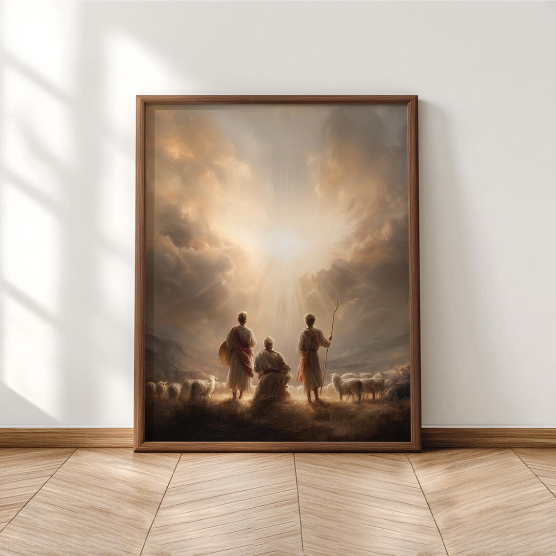 Angel Appearing to Shepherds Poster Christian Wall Art Heavenly Light ...
