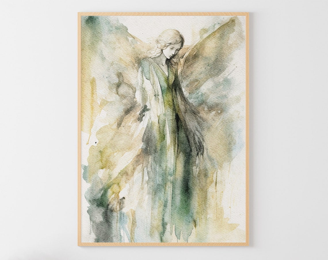 Angel Art Poster: Abstract Religious Wall Decor, Unframed Poster Size ...
