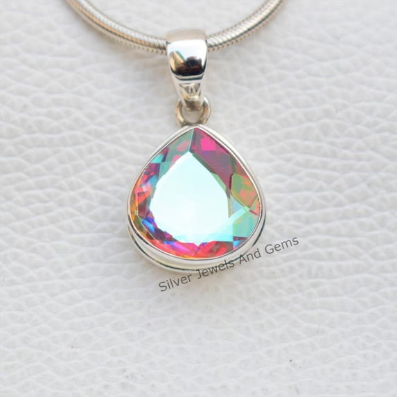 Angel Aura Quartz Pendant, Handmade Pendant, 925 Sterling Silver, Pear ...