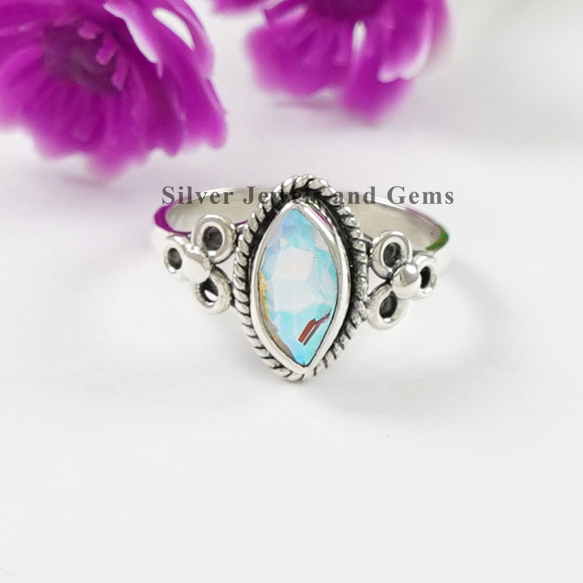 Angel Aura Quartz Ring, Dainty Ring, Handmade Ring, 925 Sterling Silver ...