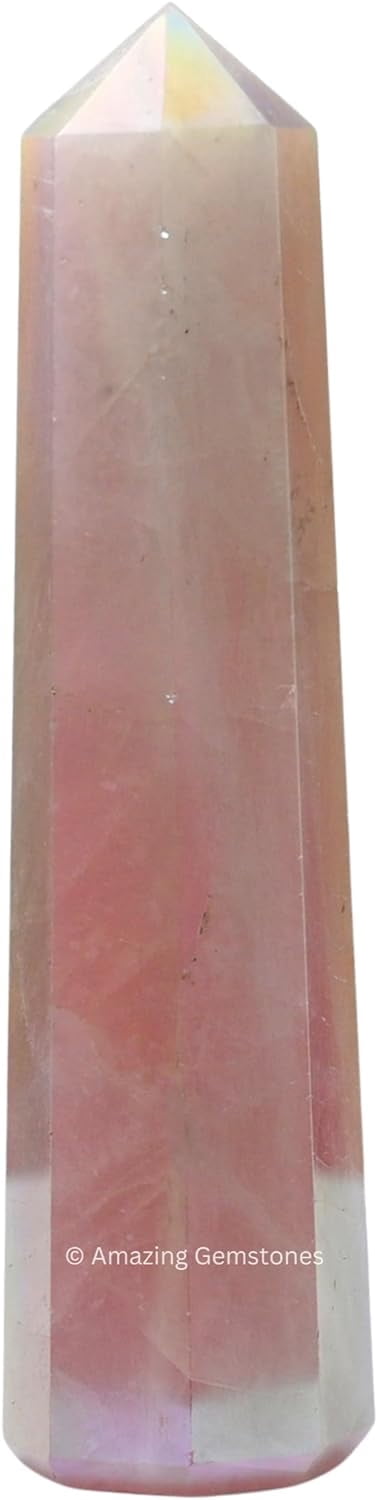 Angel Aura Rose Quartz Crystal Tower Obelisk Point (3" to 4" INCH ...
