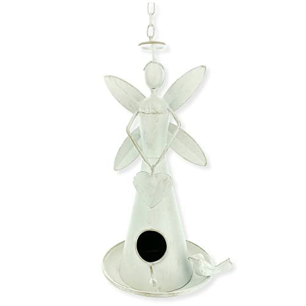 Angel Bird Feeder - Hanging White Angelic Metal Sculpture Indoor ...