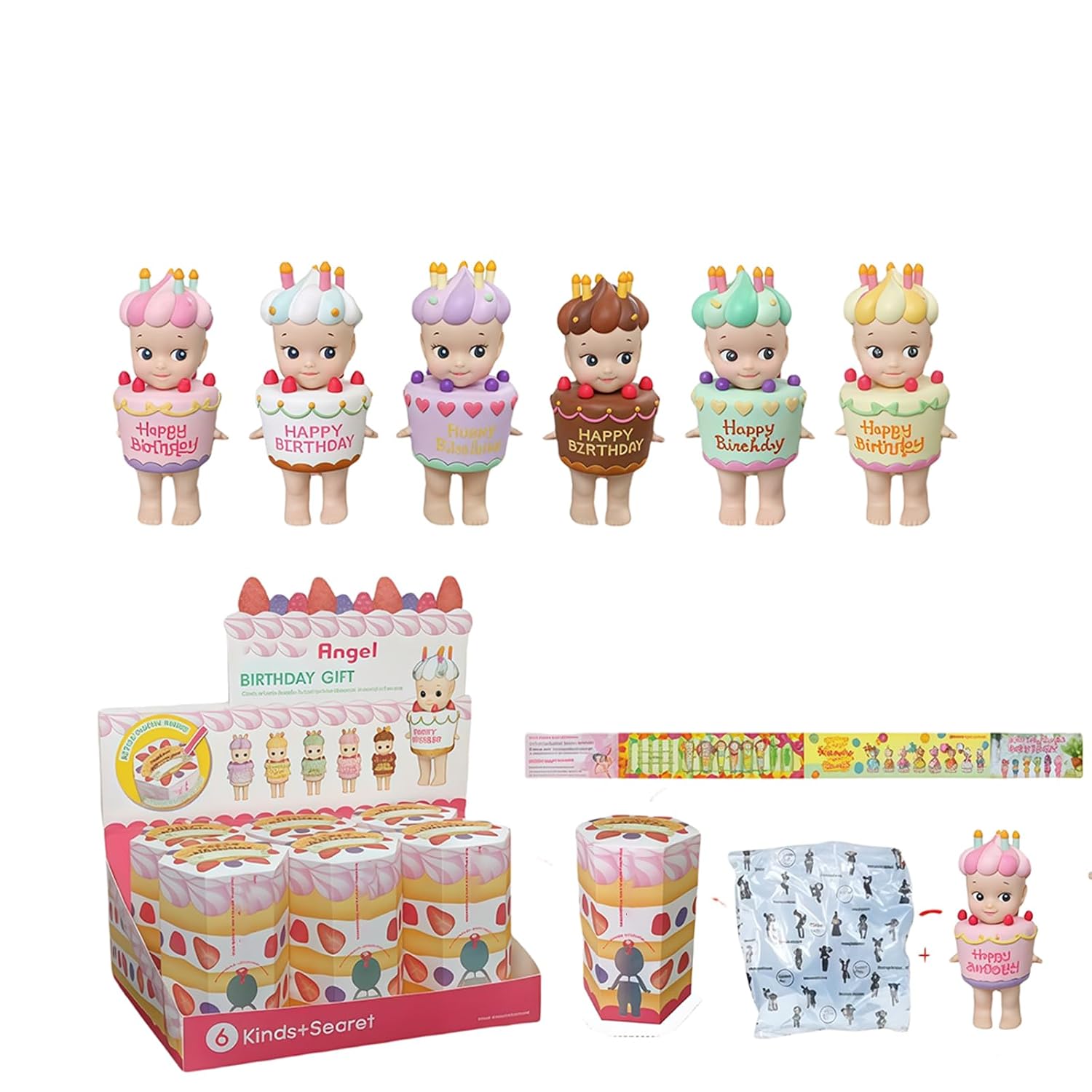 Angel Birthday Bear Series -Sitting Style Blind Box Set, 8Pcs Mini ...