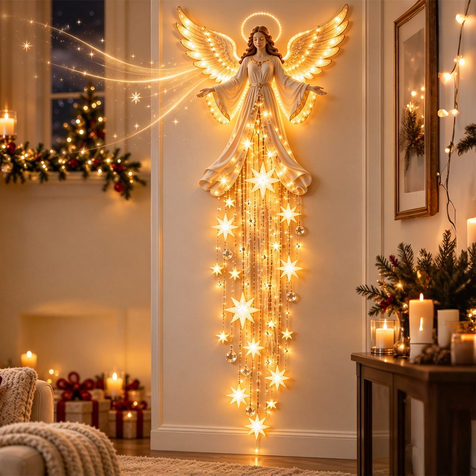 Angel Blessing Starfall Wall Light, Heavenly Night Light, Christmas ...