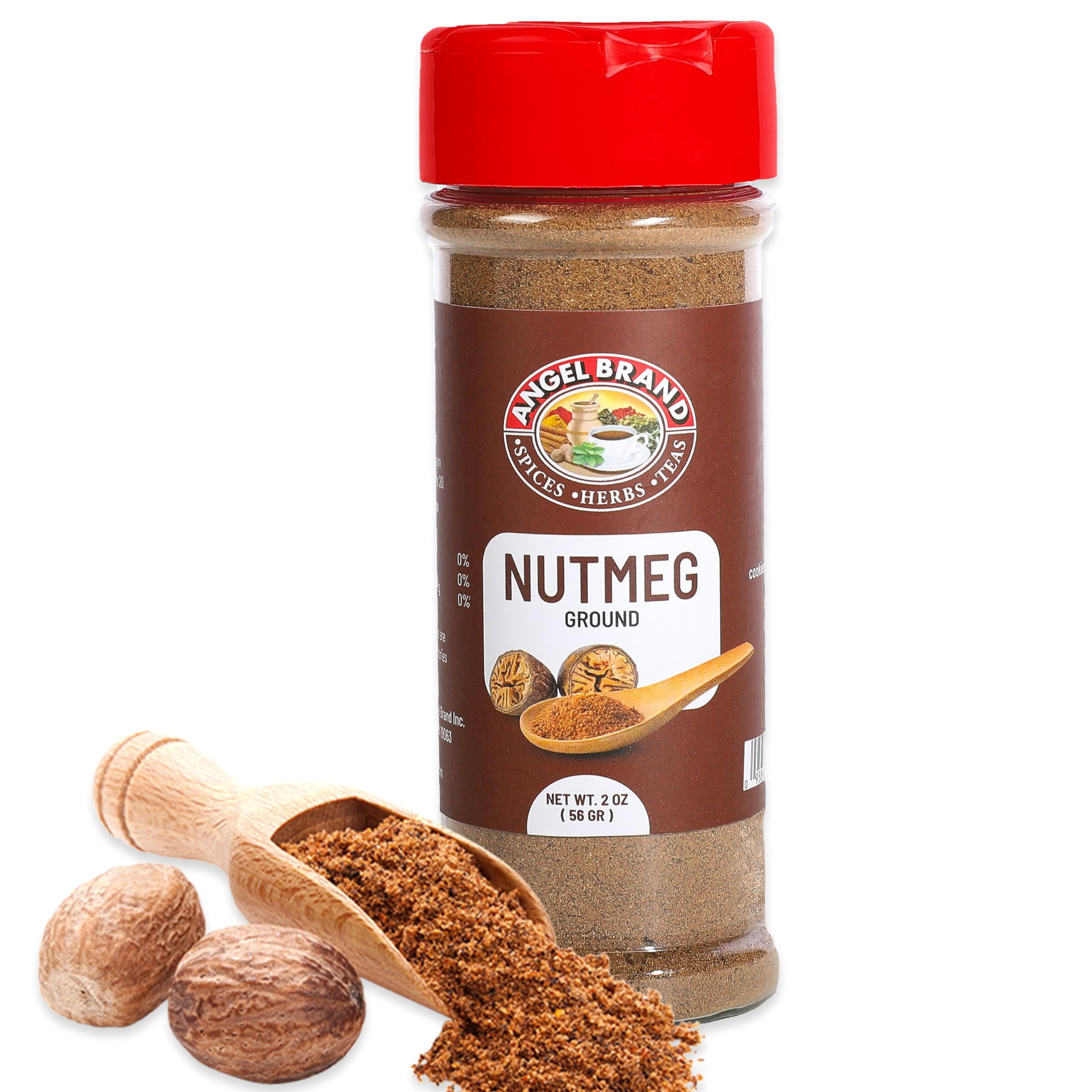 Angel Brand Ground Nutmeg RRF12 2 oz Bottle- Premium Rich and Aromatic ...